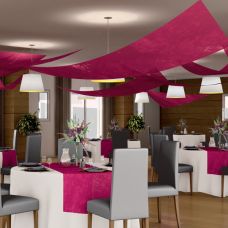 Tenture de salle TRIANGLE pas cher Fuchsia, deco salle mariage - Badaboum