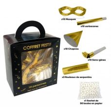 Coffret Nouvel an OR Cotillon pour 10 Personnes - Badaboum.fr