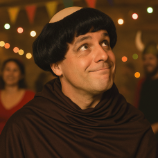 Perruque tonsure moine noire adulte pas cher pour déguisement - Badaboum.fr