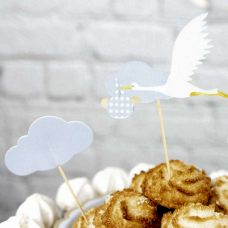 Set de 3 Cake Toppers Chou Bleu, vaisselle jetable pas cher - Badaboum