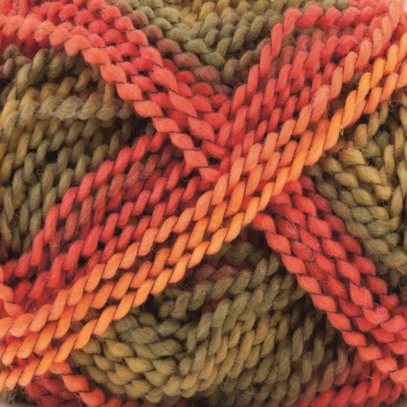 Pelote de laine grundl Perla Orange Vert, tricot laine - Badaboum