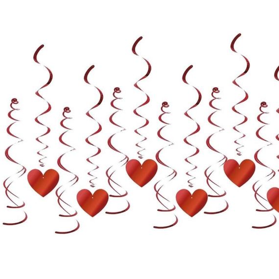Spirales Métallisées Cœur Rouge - Lot de 12 - Idéal pour Mariage ...
