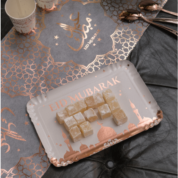 Plateau en carton Oriental Rose gold, vaisselle jetable - Badaboum