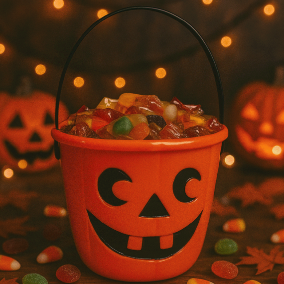 Pot à bonbons citrouille orange Halloween pas cher, seau enfant - Badaboum