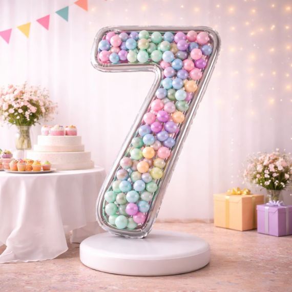 Structure gonflable ballon argenté Chiffre 7 - Deco anniversaire géante ...